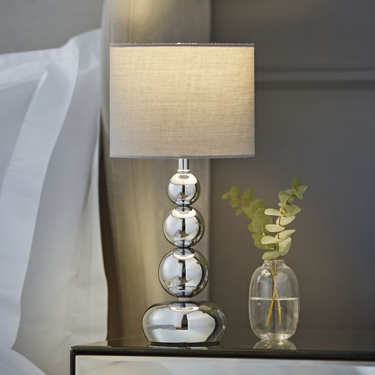 Chrome Table Lamp & Grey Shade | Value Lights